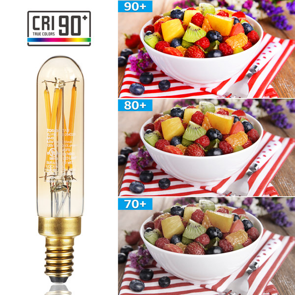 Torchstar T Tubular Edison Bulbs Dimmable T Led Bulb E Candelabra Bulb W Amber Warm